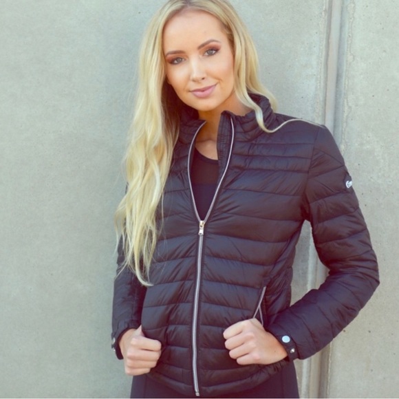 ZYIA | Jackets & Coats | Zyia Black Whistler Hybrid Puffer Jacket Coat ...